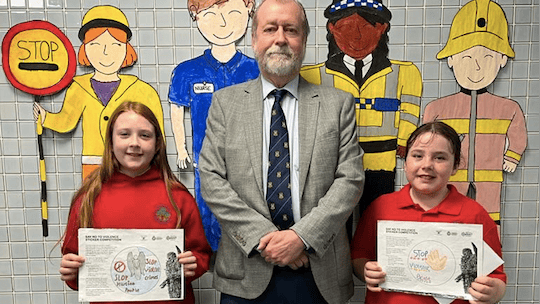 Gwent pupil says "stop violence" with anti-violence sticker ...