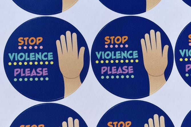 Gwent pupil says "stop violence" with anti-violence sticker ...