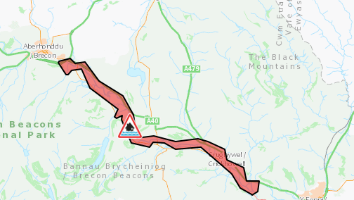 Flood warning issued at Crickhowell on the River Usk ...