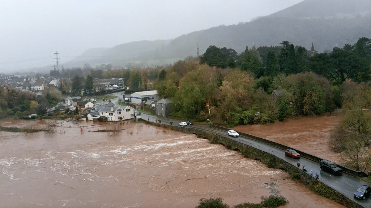 VIDEO: Drone footage captures full scale of river Usk flood ...